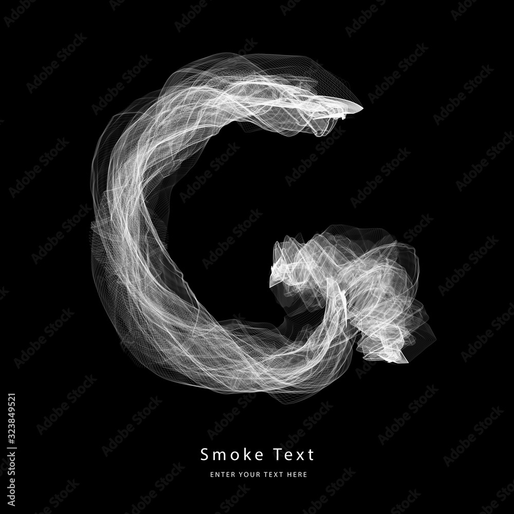 Abstract smoke upper case alphabet letter text art smoky pen brush ...
