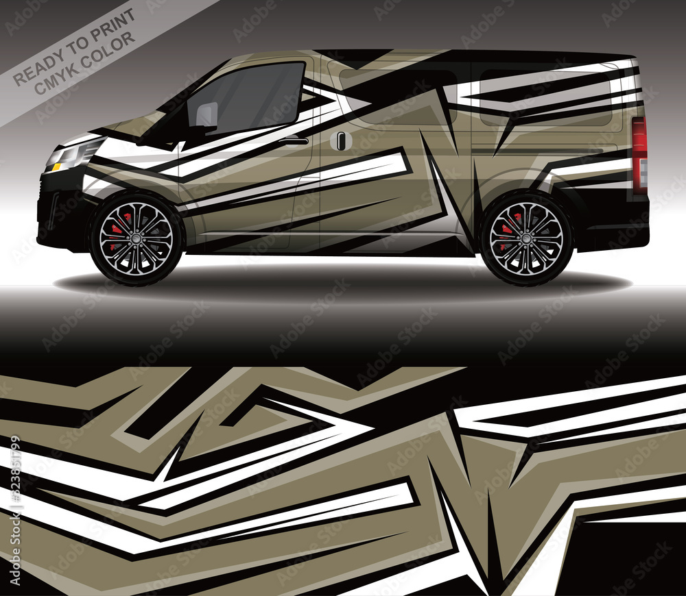 Fototapeta Vintage i Retro Car wrap decal design vector, custom livery ...