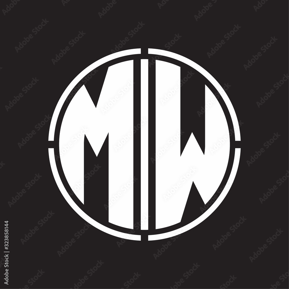 MW Logo initial with circle line cut design template Stock Vector ...