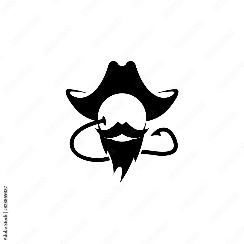 Carp fishing hook and bait logo. Fishing boyle icon looks like a pirate ...