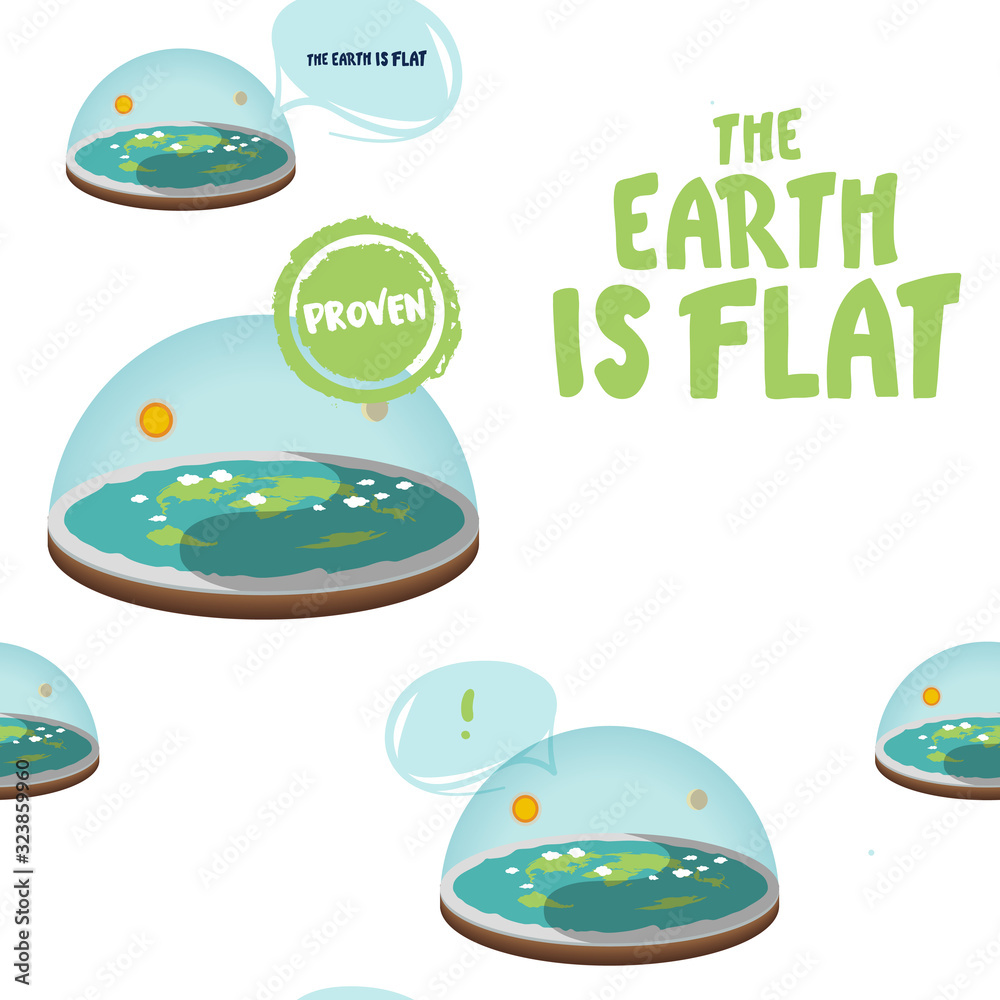 Flat Earth. seamless pattern. Old Vision of Planet and solar system ...