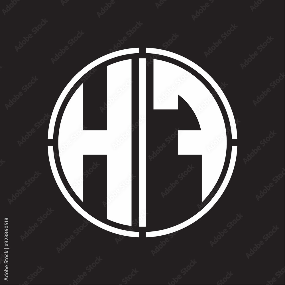 HF Logo initial with circle line cut design template Stock Vector ...
