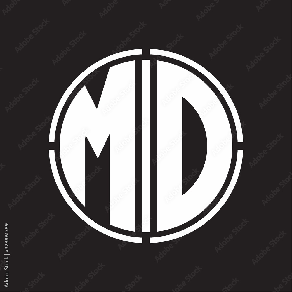 MD Logo initial with circle line cut design template Stock Vector ...