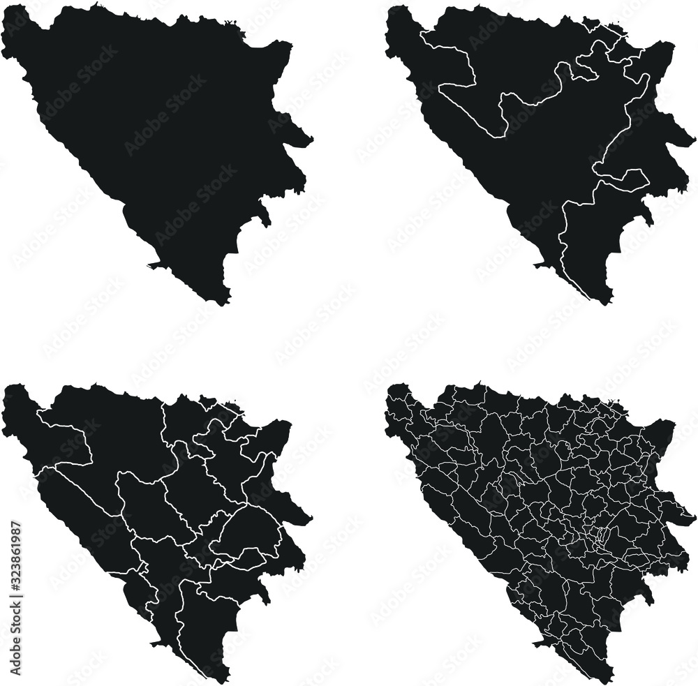 Bosnia and Herzegovina vector maps with administrative regions ...