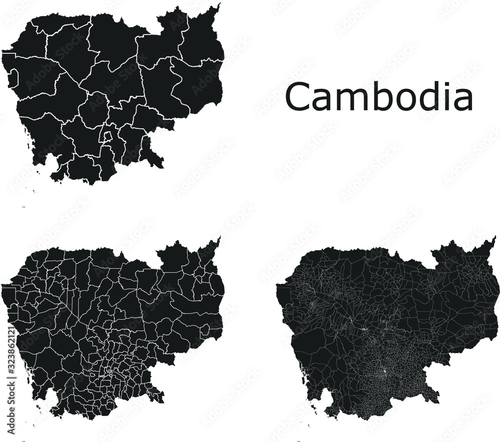 Cambodia vector maps with administrative regions, municipalities ...