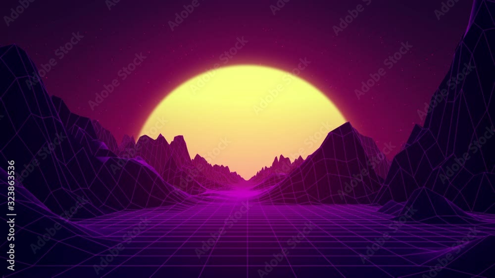 80s Retro Background Animation. Retro wave and synthwave digital ...