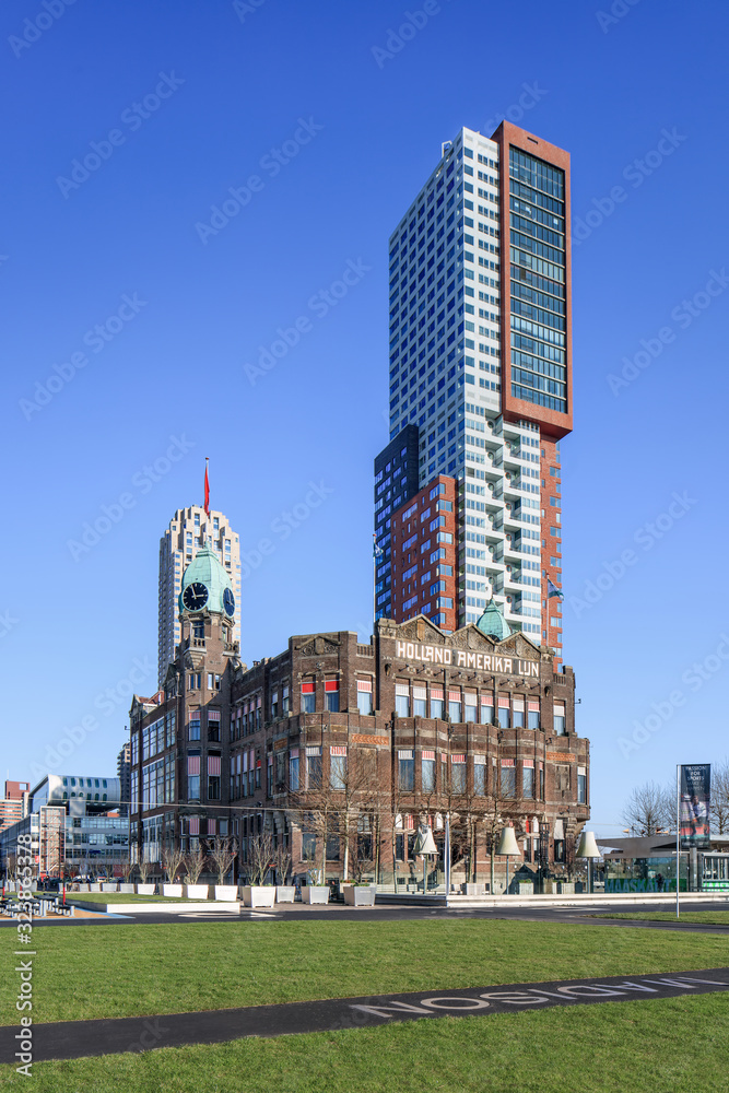 ROTTERDAM-FEB. 7, 2018. Hotel New York with Montevideo residential ...