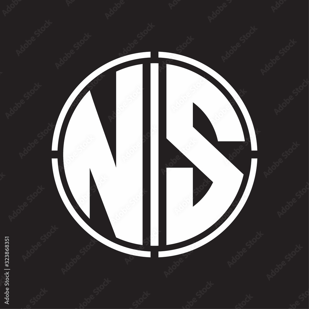 NS Logo initial with circle line cut design template Stock Vector ...