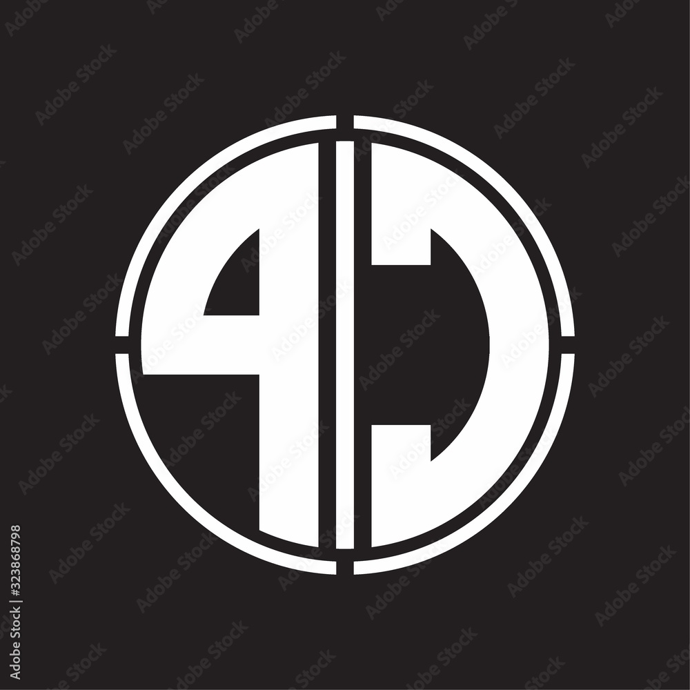 PC Logo initial with circle line cut design template Stock Vector ...