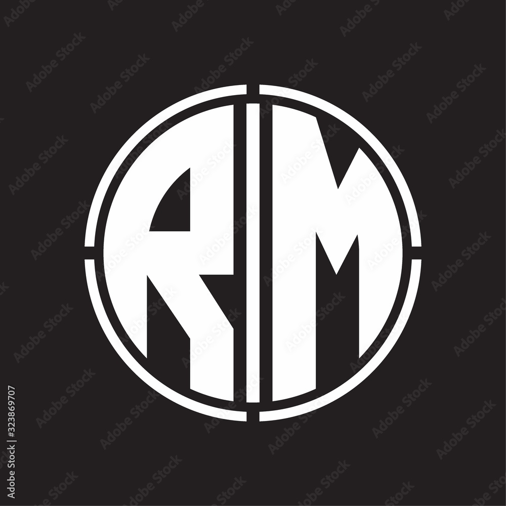 RM Logo initial with circle line cut design template Stock Vector ...