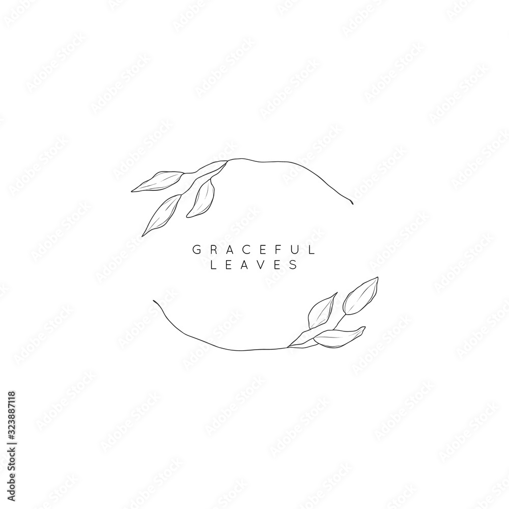Leaf symbols, logos, icons and signs collection. Set of floral design ...