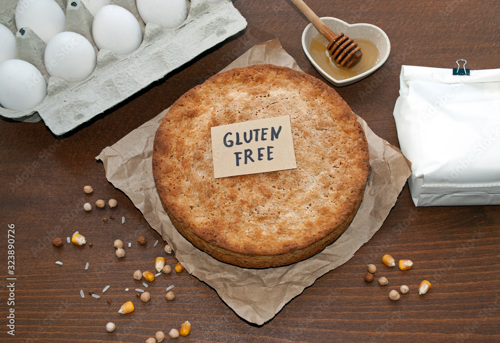 Round home gluten-free bread. Bread from corn starch, chickpeas, rice ...