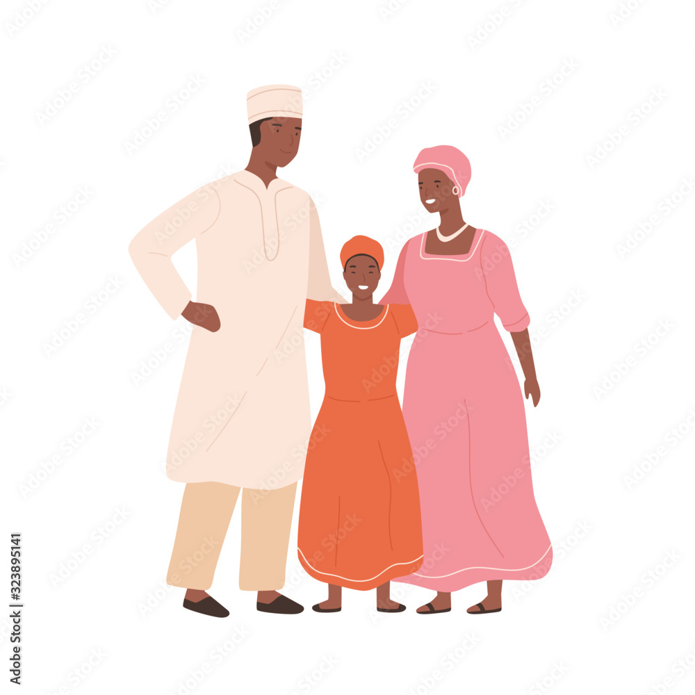 Traditional african family in national clothing vector flat ...