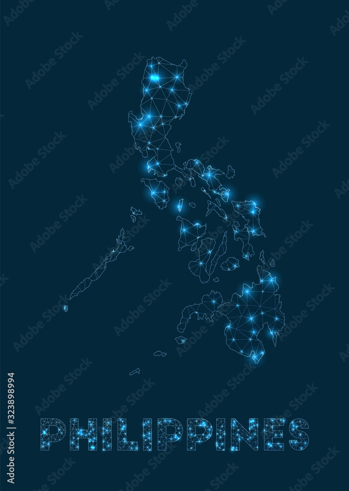 Philippines network map. Abstract geometric map of the country ...