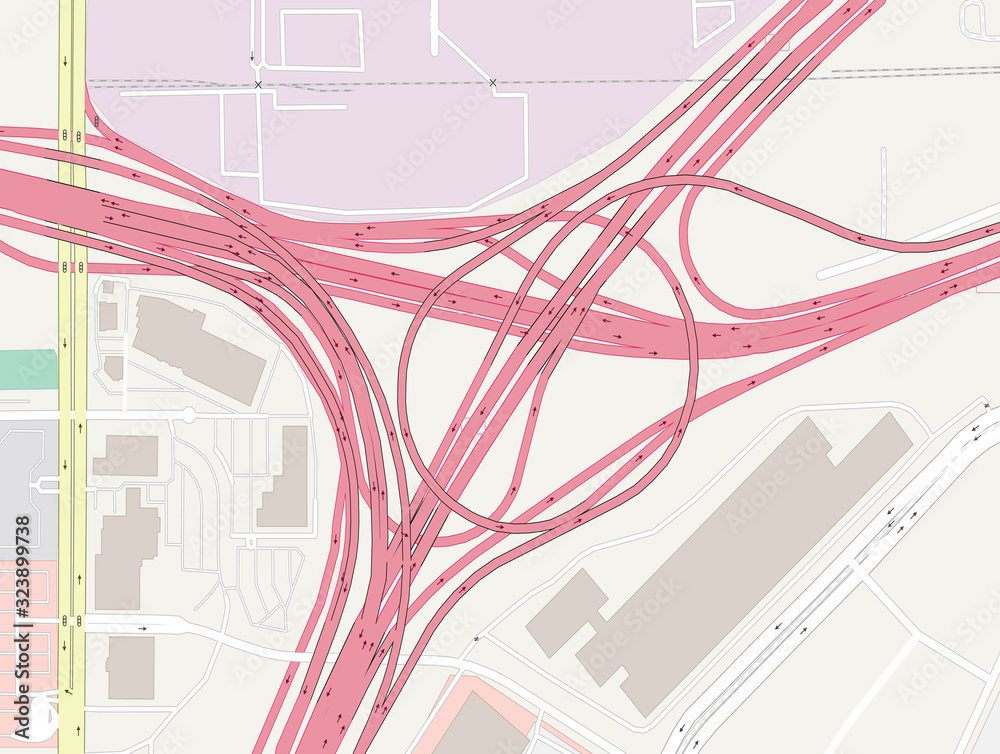 Las Vegas city car scheme - vector illustration. DLR and cross rail map ...