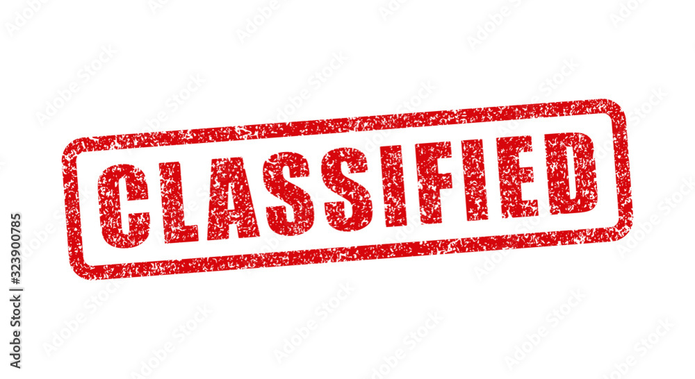 Classified grunge rubber ink stamp icon shape. Top secret logo sign ...