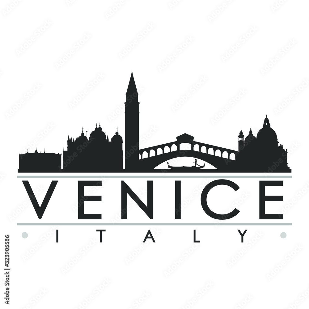 Venice Italy Skyline. Silhouette Skyline Stamp Vector City Design ...
