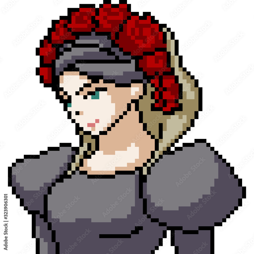 vector pixel art isolated woman portrait Stock Vector | Adobe Stock