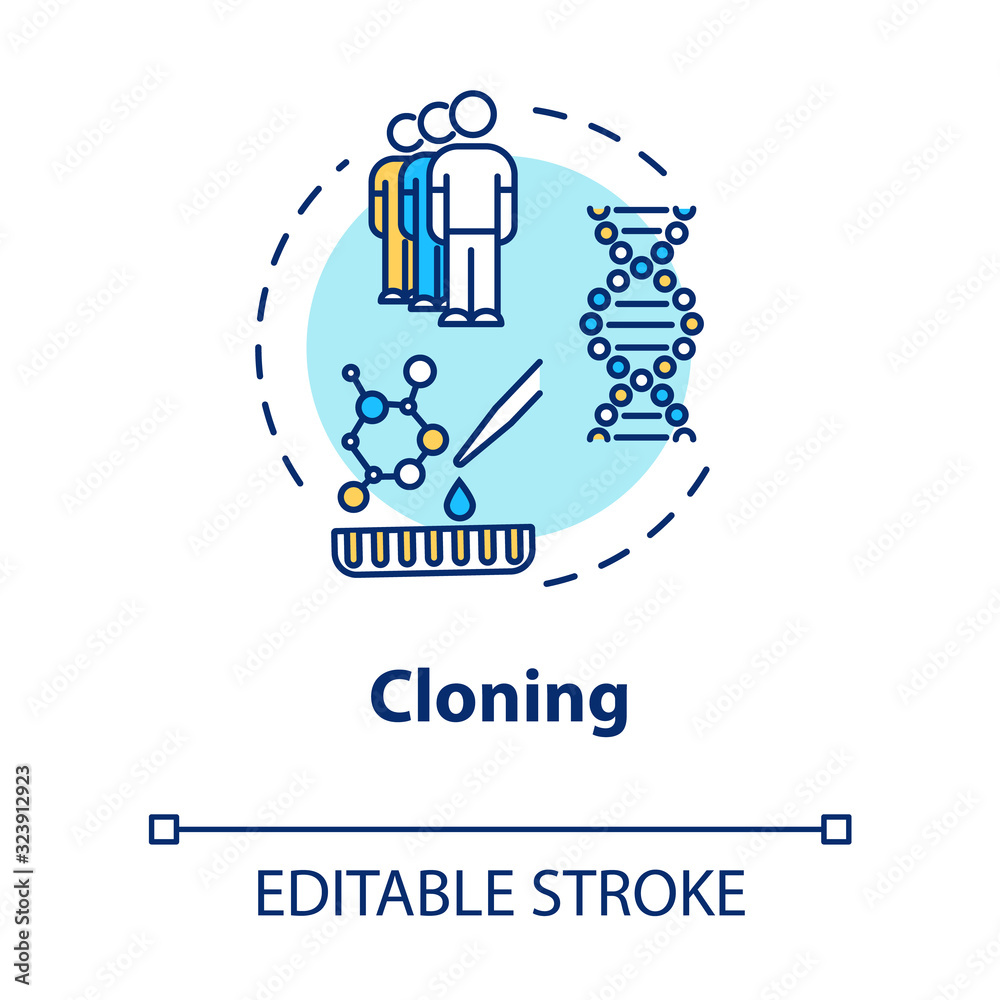 Cloning concept icon. Asexual reproduction. Biotechnology and genetic ...