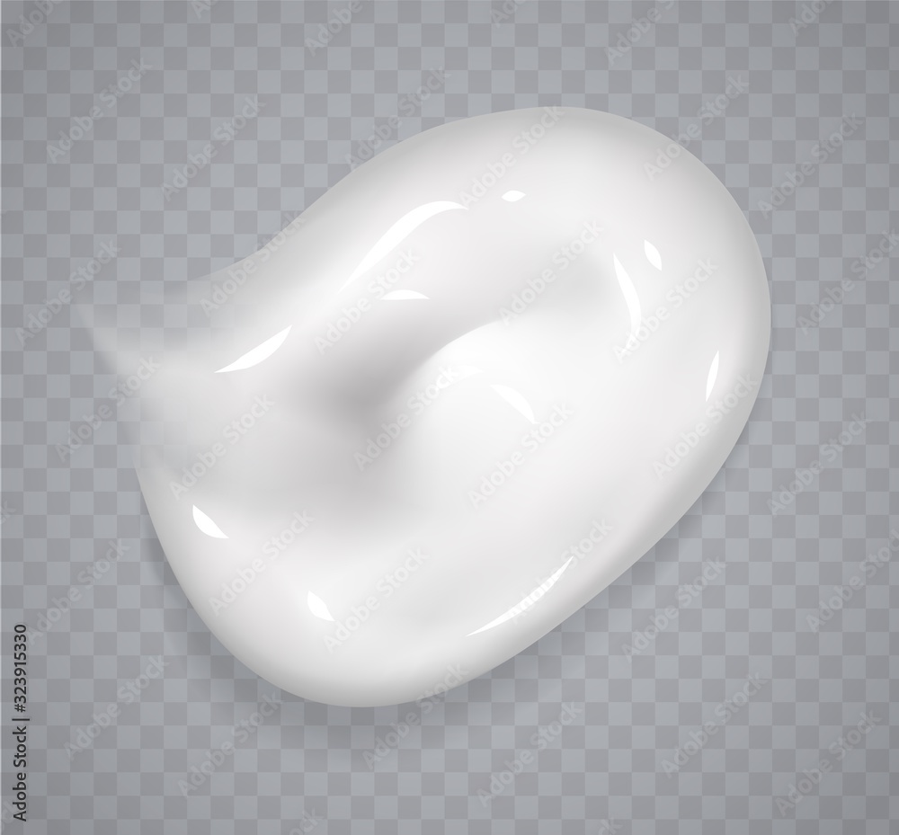 White cream smear isolated on transparent background. Realistic ...