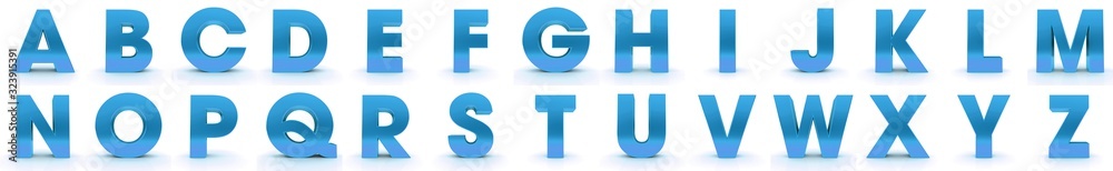letters 3d blue alphabet capital characters text signs Stock ...