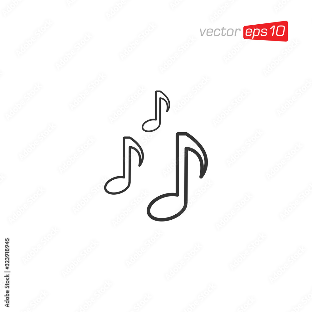 Music Notes and Melody Icon Design Vector Stock Vector | Adobe Stock
