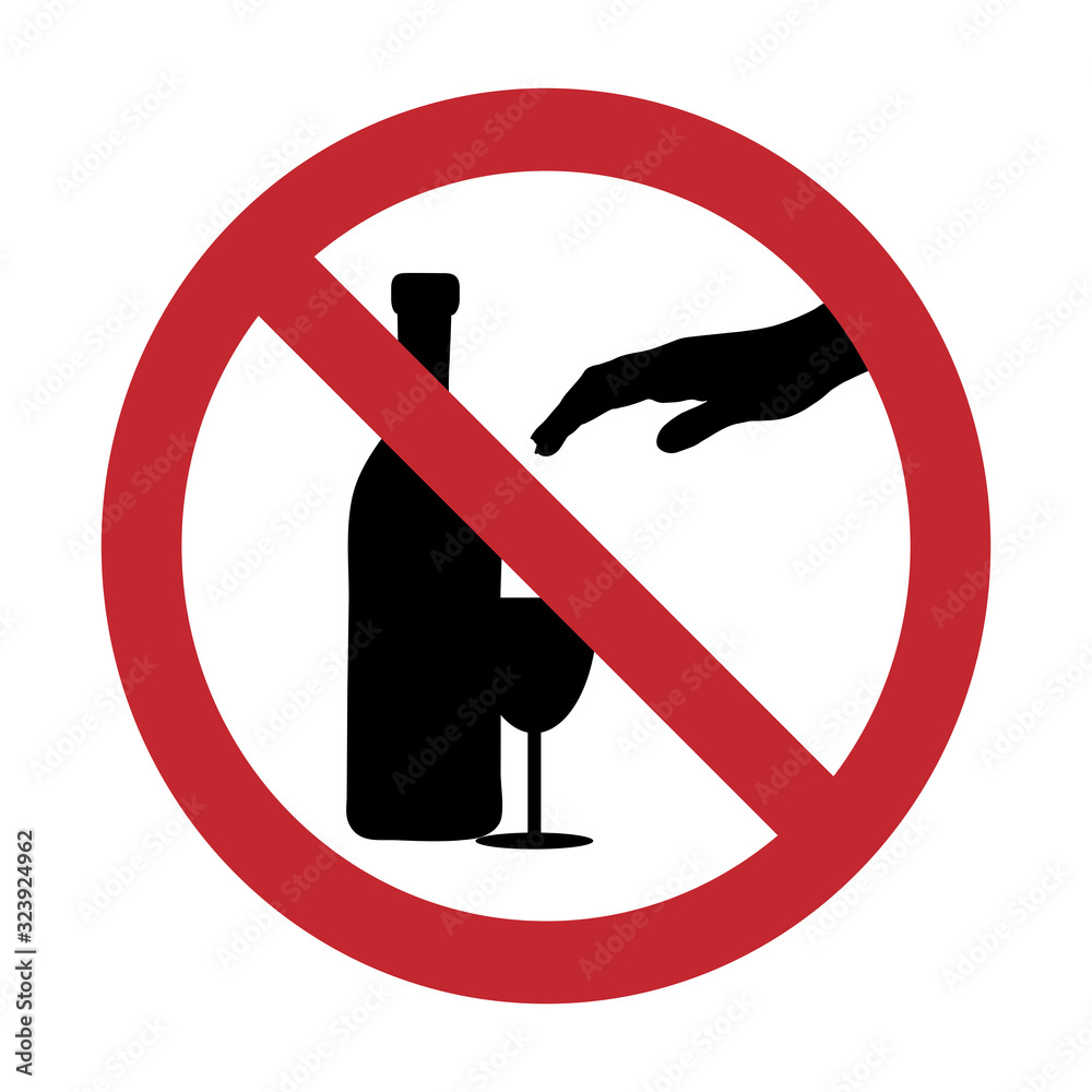 Vector silhouette of do not touch alcohol mark on white background ...