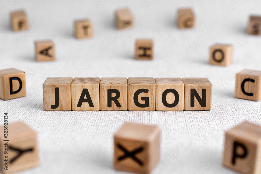 jargon - words from wooden blocks with letters, special words and ...