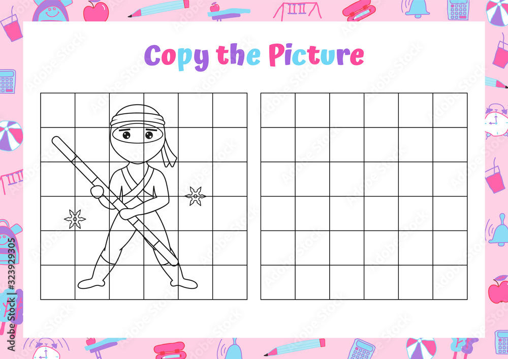 Copy the picture. Drawing activity for kids. Educational game for ...