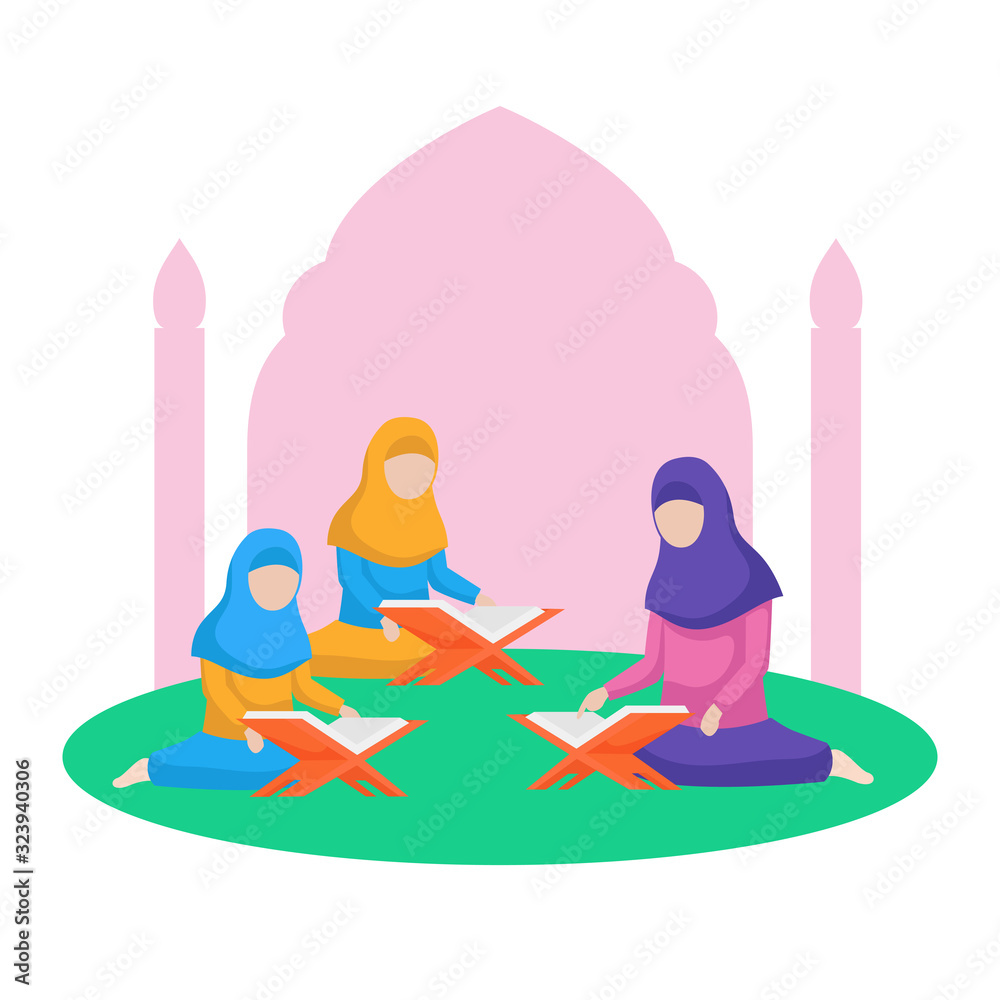 Muslim teacher teach reading quran the holy book of islam to children ...