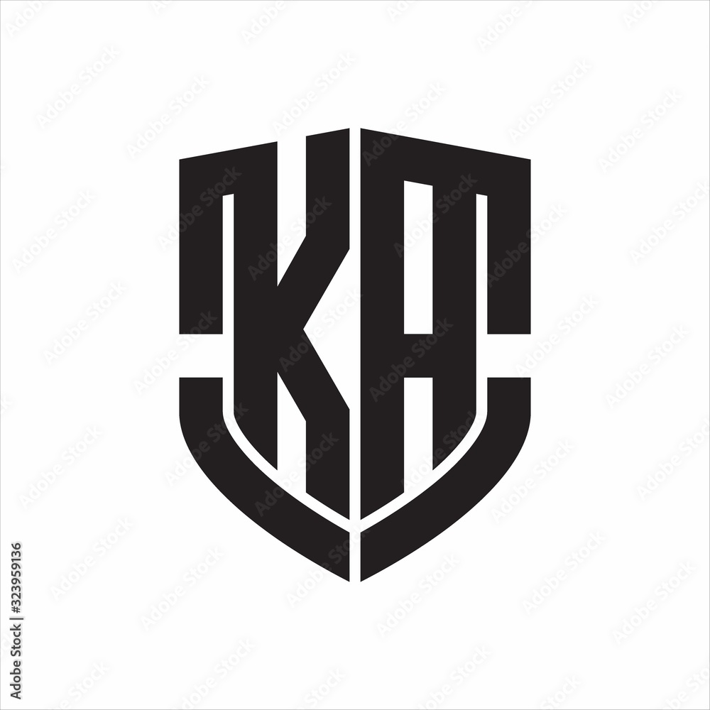 KA Logo monogram with emblem shield shape design isolated on white ...
