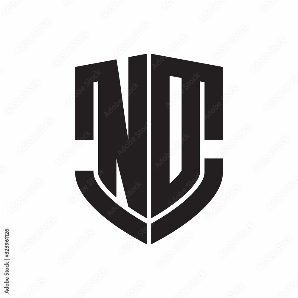 ND Logo monogram with emblem shield shape design isolated on white ...