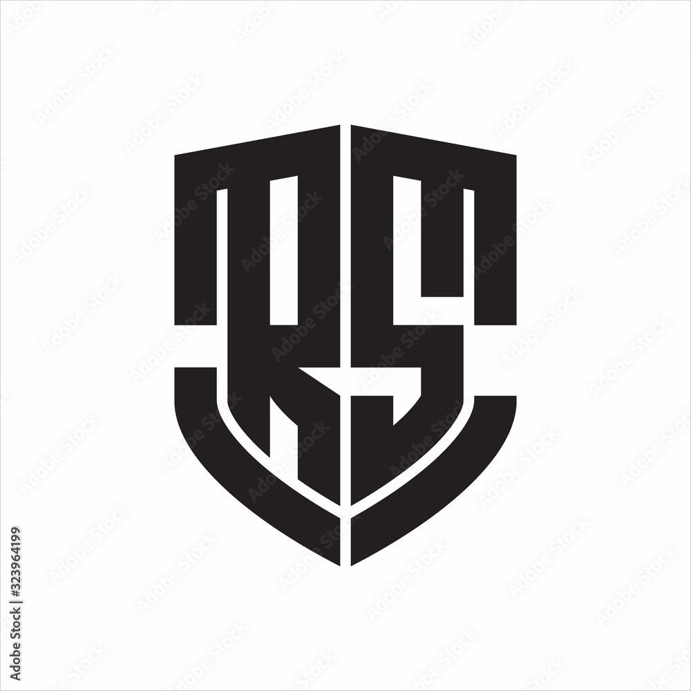 RS Logo monogram with emblem shield shape design isolated on white ...