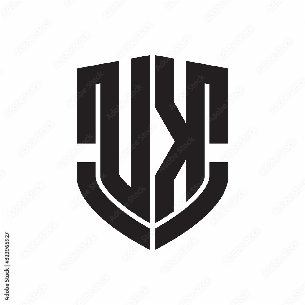 UK Logo monogram with emblem shield shape design isolated on white ...
