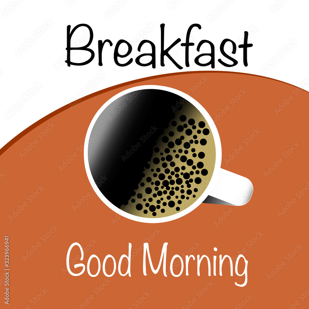 Vector illustration of breakfast and morning coffee. Birds eye view on ...