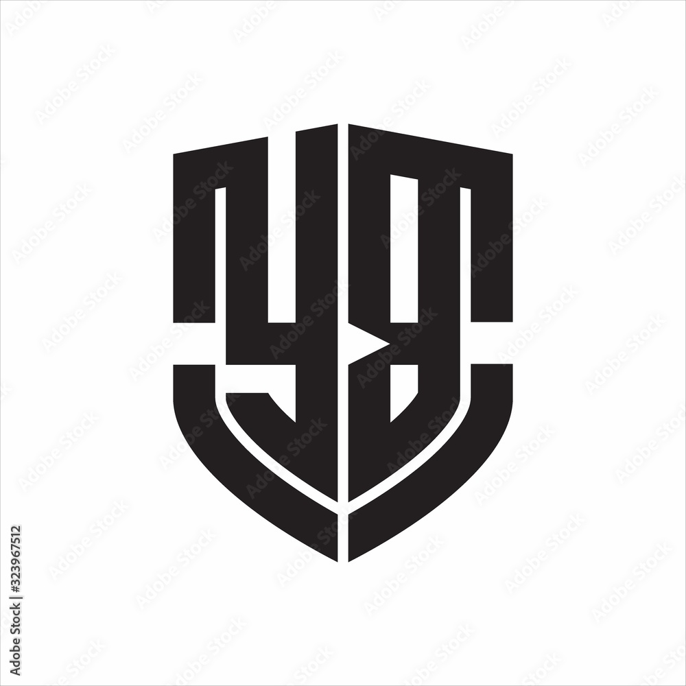 YB Logo monogram with emblem shield shape design isolated on white ...