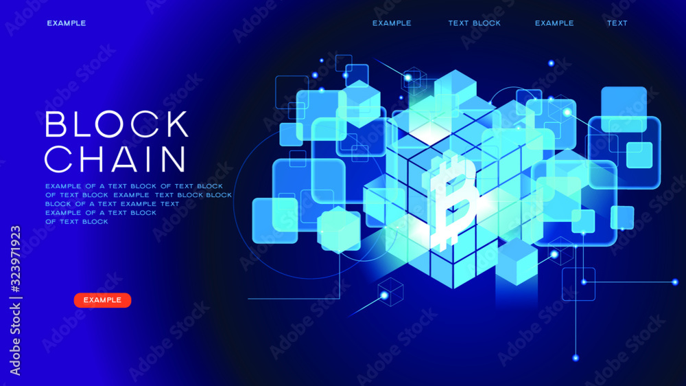Blockchain network concept , Distributed ledger technology , Block chain text and computer ...