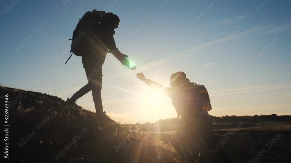 teamwork two men help helping hand business travel silhouette concept ...