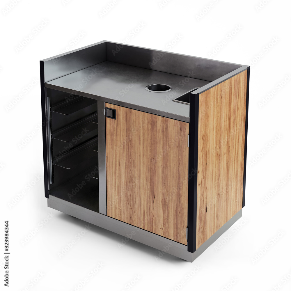 Mobile bussing model, waitress station with tabletop, 3D illustration ...