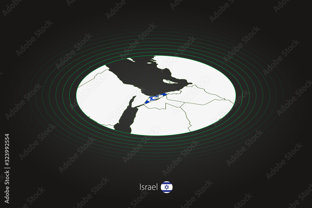 Israel map in dark color, oval map with neighboring countries. Stock ...