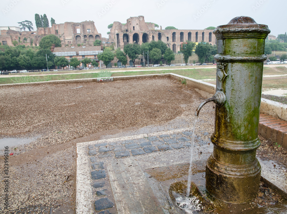 Rome, Italy. September 2019. Roman drinking water fountain. These ...