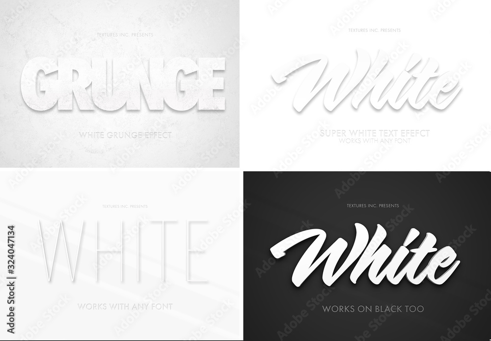 White 3D Text Effect Mockup Bundle Stock Template | Adobe Stock