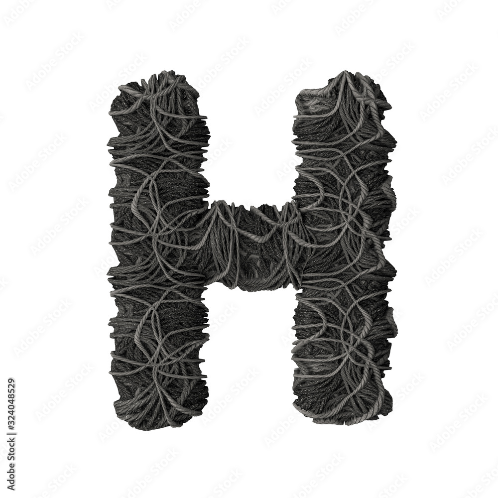 Letter H stylized in the form of a rope pile - 3D render Stock ...