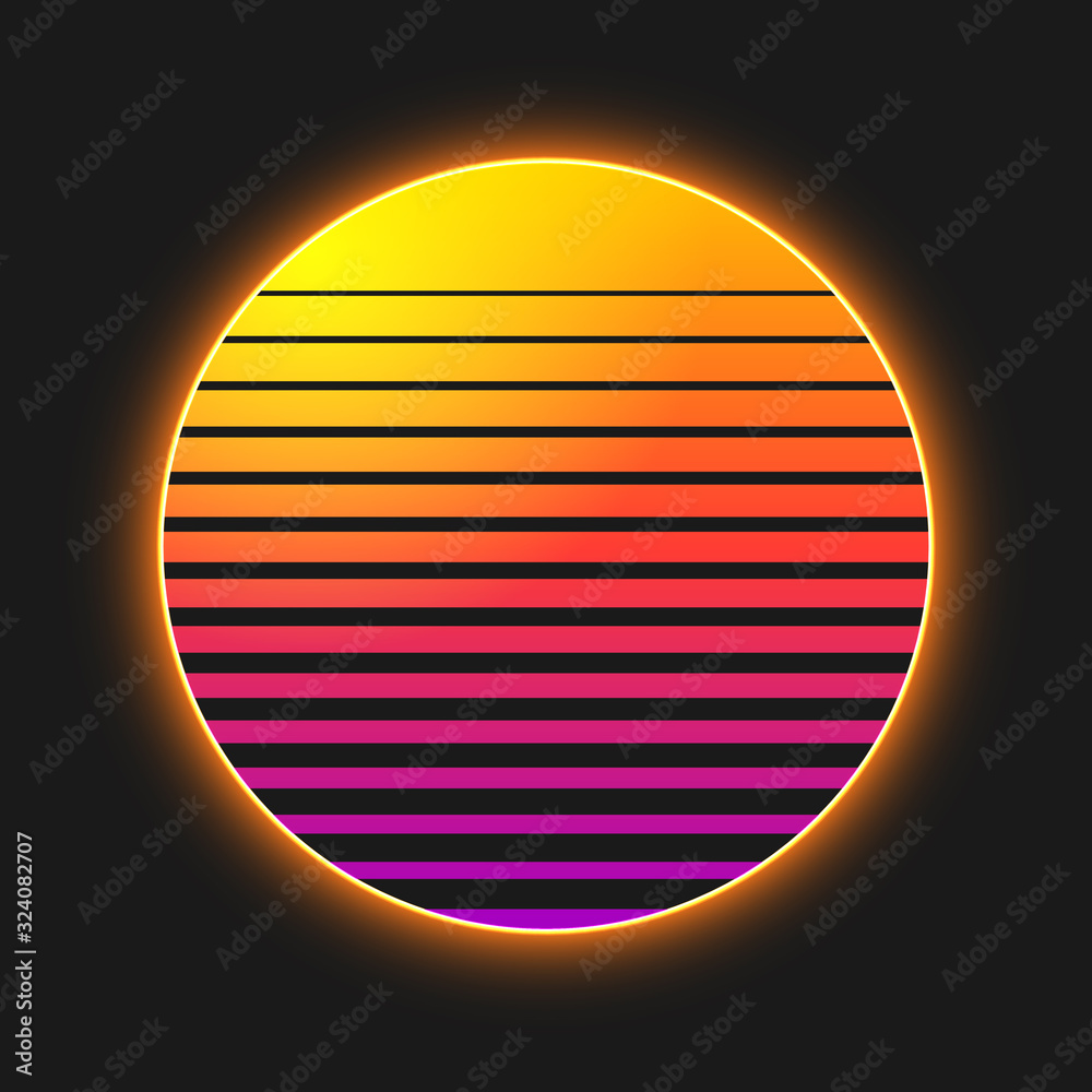 Creative vector illustration of retro sunset isolated on background ...