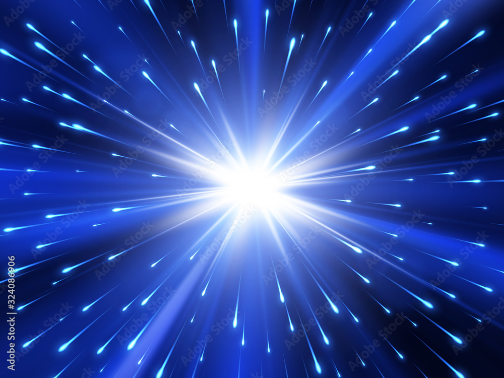 Blue explosion background with rays. Vector absrtact illustration Stock ...