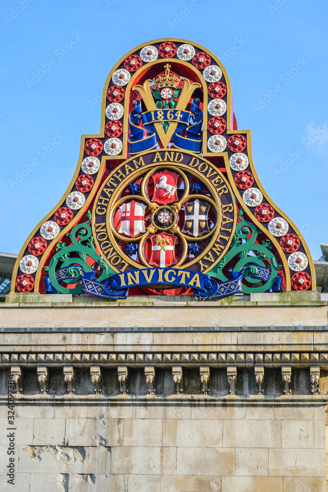Sign on Blackfriars Bridge, London, with wording Chatham and Dover ...