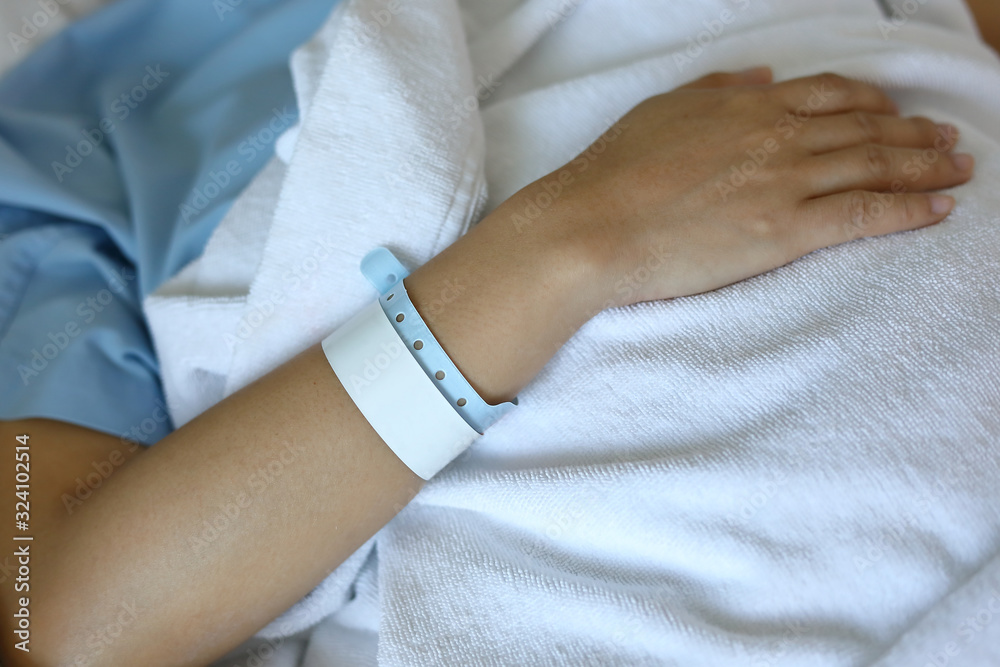 wristband id blank name tags on arm patient Stock Photo | Adobe Stock