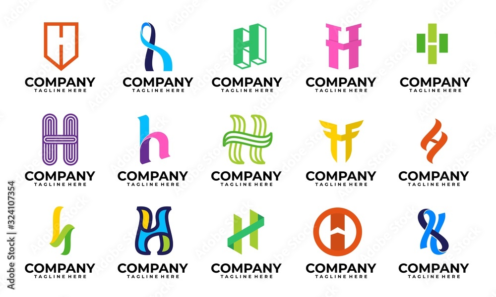 Set of initial letters H logo design vector inspiration Stock Vector ...