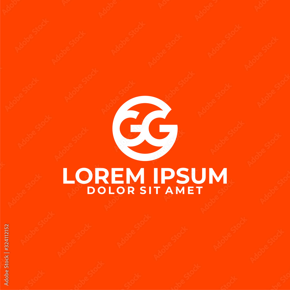 Initial letter double G logo template with circle line art and cute ...