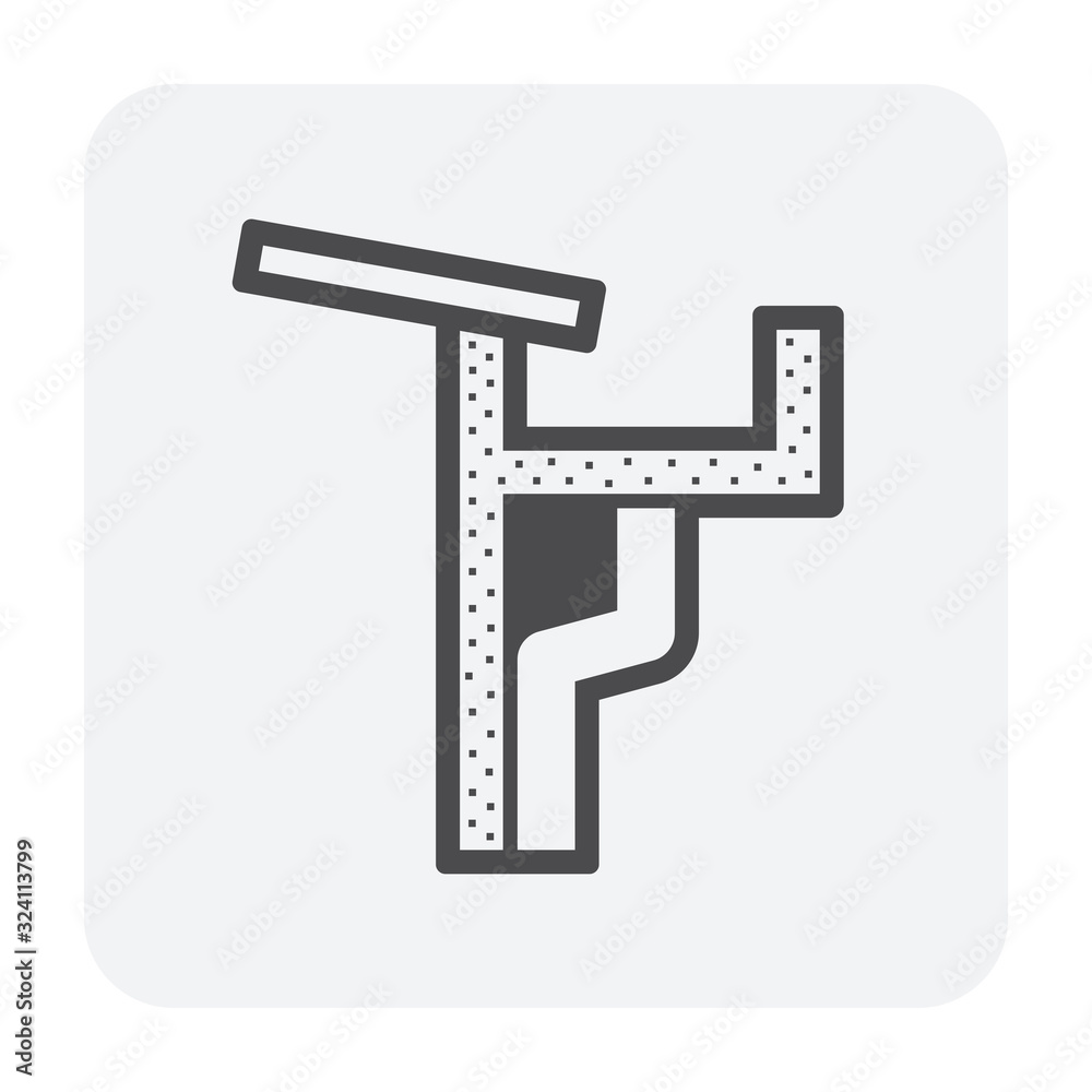 Box style concrete gutter vector icon. Also call rain gutter or ...